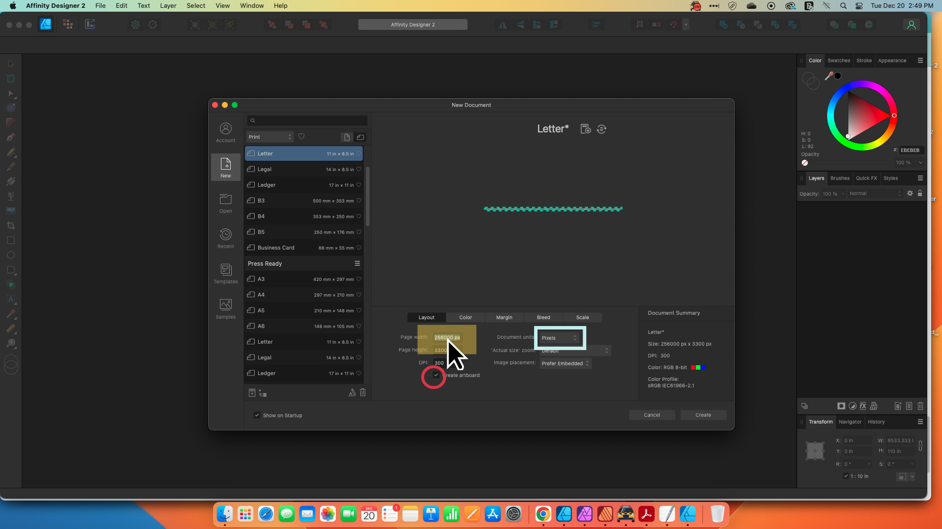 Create a New Document in Affinity Designer V2 – BLOG